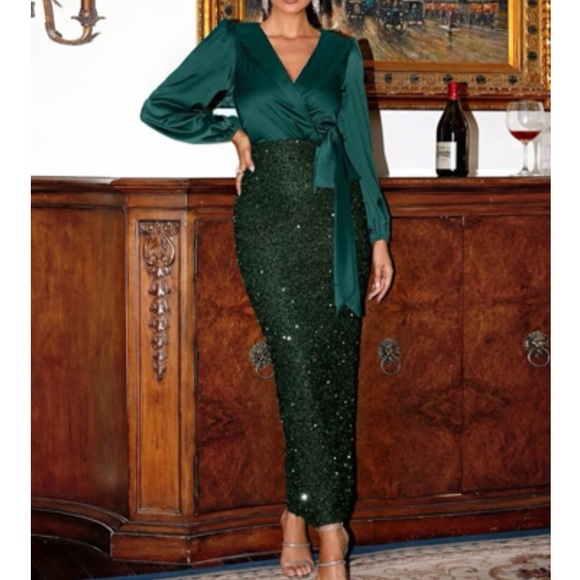 Dresses | Luxe Lantern Sleeve Slit Back Party Evening Formal Dress ...